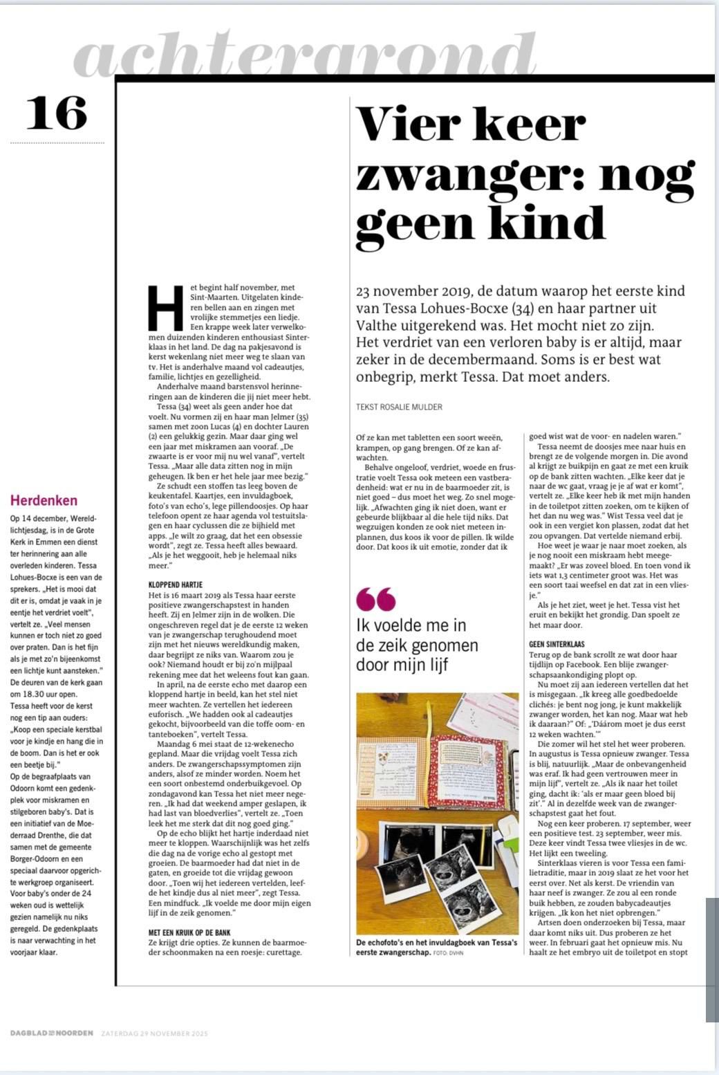 Het gemis rond de feestdagen na een miskraam
